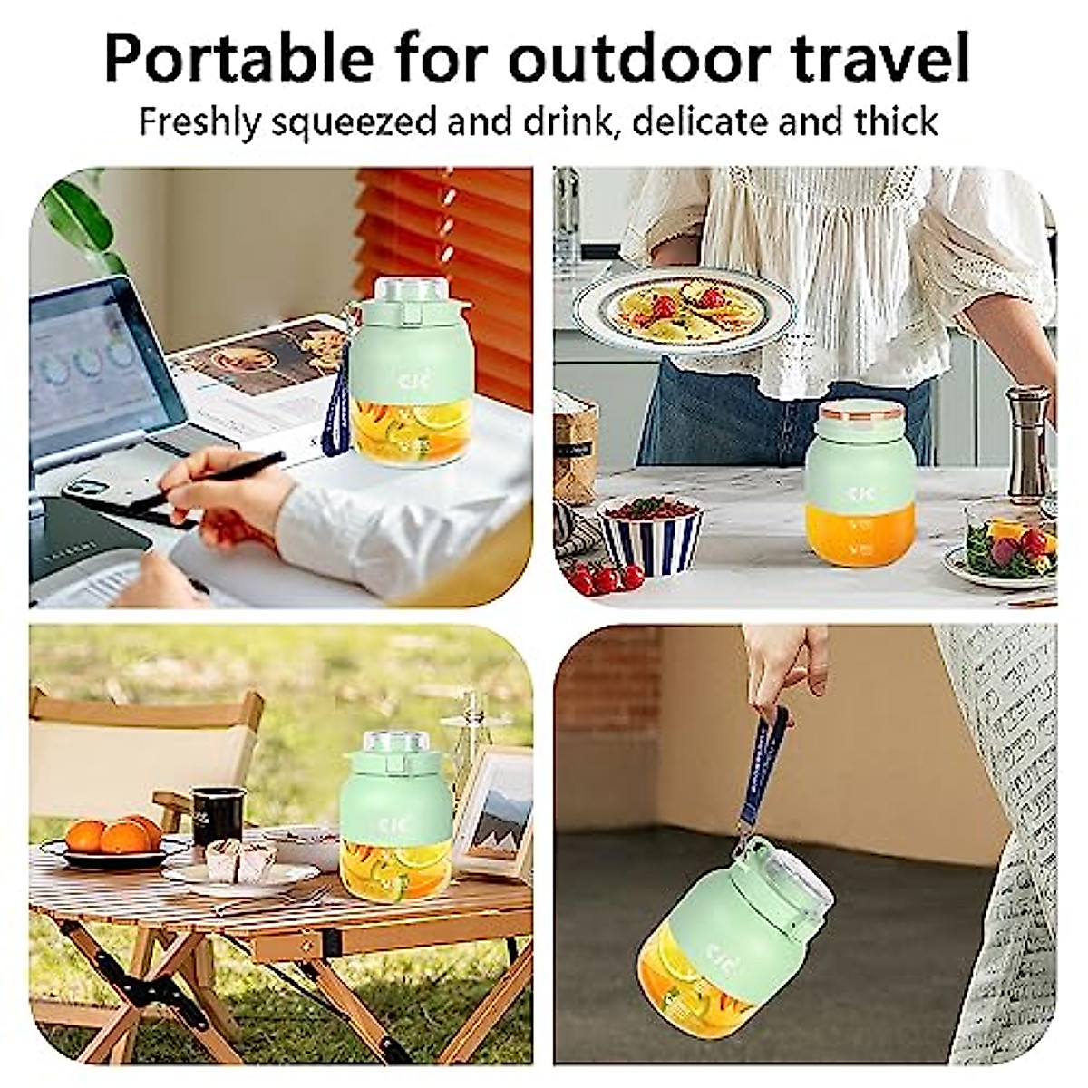 Portable Blender, 2023 New Big Belly Bottle, 500 ML Bottle Blender with 10 Blades, USB Rechargeable, 17 Oz To-Go Cups and Spout Lids, for Kitchen, Home, Travel, for Shakes and Smoothies，BPA-Free