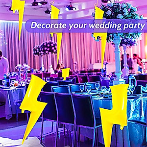 Set of 6 Yellow Lightning Bolt Foil Party Balloons 45 Inch Yellow Flash Balloons for Party Foil Lightning Bolt Shape Balloons Foil Bolt Birthday Party Supplies for Birthday Wedding Decoration