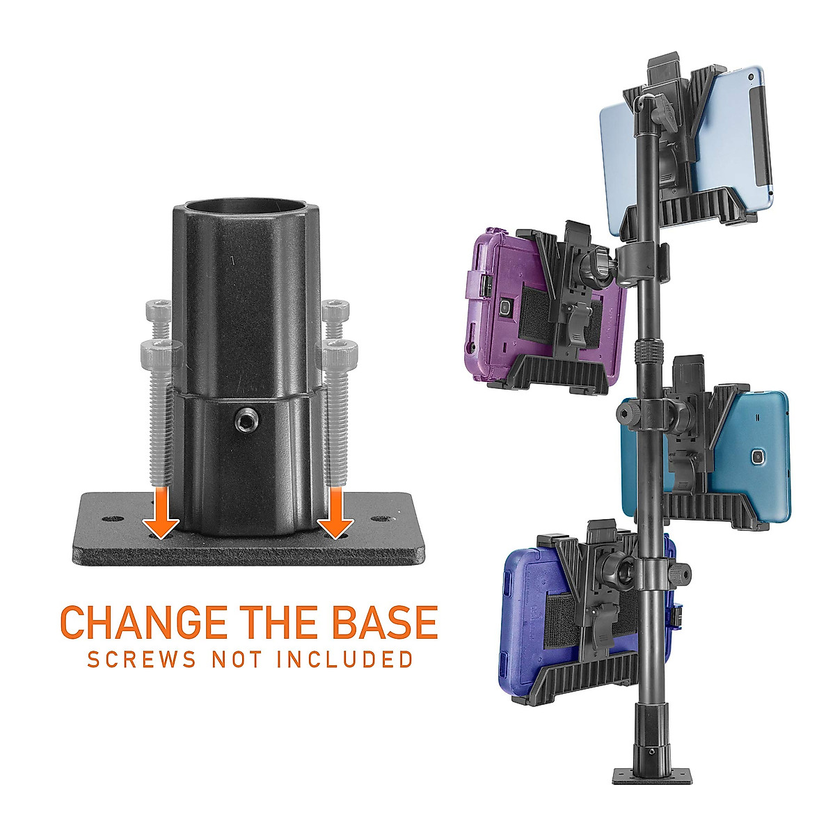 iBOLT TabDock Point of Purchase Clamp Mount - with 4 Tablet Holders Perfect for Multiple delivery Applications (DoorDash, Uber eats, Postmates, etc.) Fits 7 to 10 inch Tablets