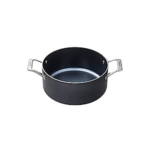 Kyocera Ceramic Cooking Pot with Ceramic Non-Stick Coating 24 cm PFAS/PTFE Free Stainless Steel Handles Suitable for All Hob Types Includes Glass Lid CSTP-09