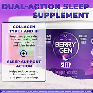 Berry Gen Sleep (3) | Natural Sleep Aid Supplement | Grass-Fed Collagen Peptides Type 1 & 3 | Non-GMO, Gluten Free | 205.5 Grams. (2)