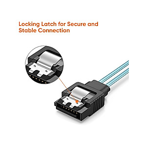 CableCreation SATA III Cable, [5-Pack] 18-inch SATA III 6.0 Gbps 7pin Female Straight to Straight Angle Female Data Cable with Locking Latch, 1.5 FT Blue