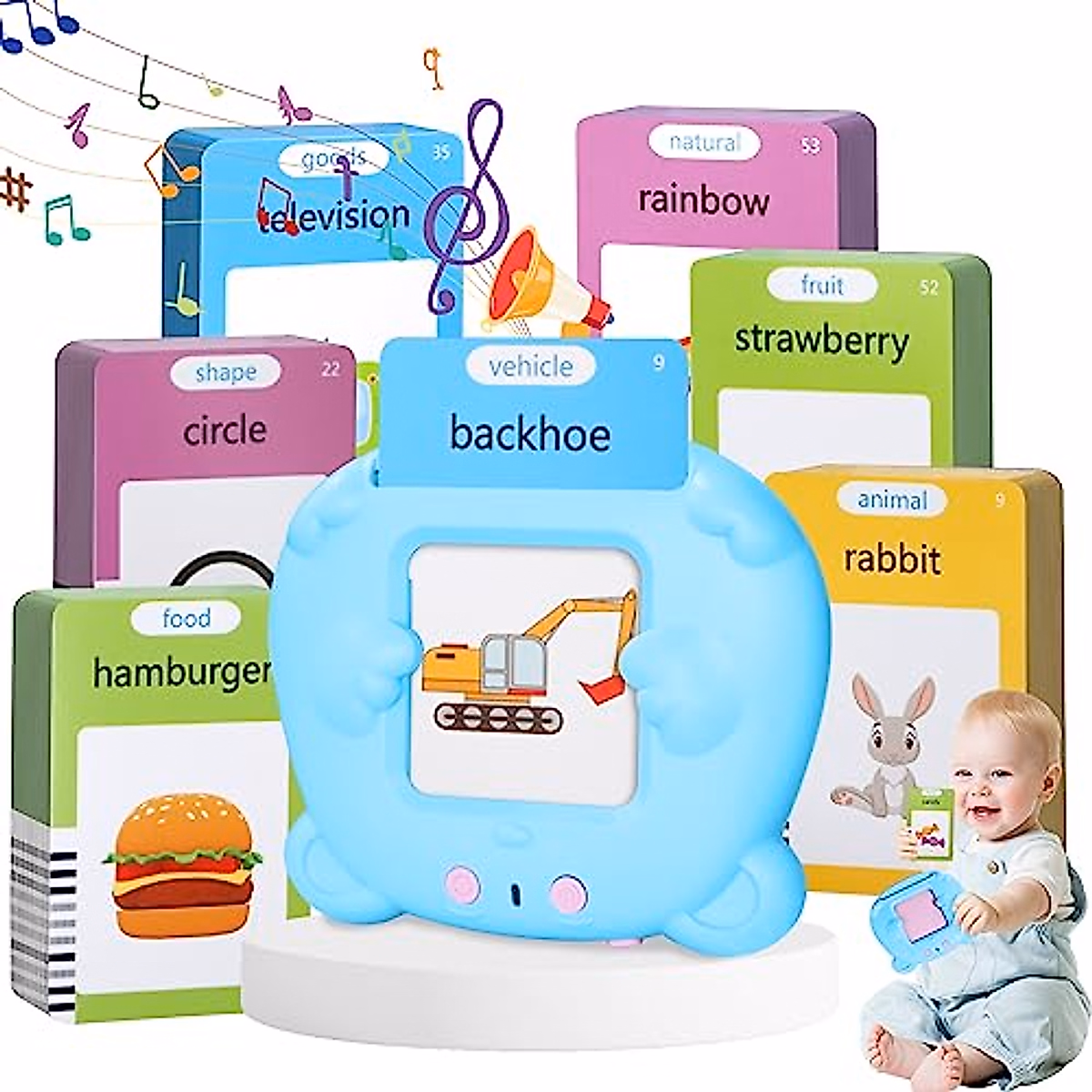 Hsxfl Toddler Toys Gifts for 2 3 4 5 Years Old Boys and Girls, 224 Sight Words Talking Flash Cards, Autism Sensory Toys for Autistic Children, Learning Montessori Toys, Speech Therapy Toys (Blue)