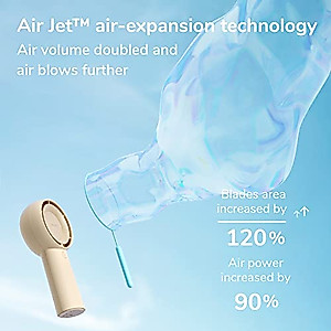 JISULIFE Handheld Turbo Fan [16H Max Cooling Time] Mini Portable Hand Fan, 4000mAh USB Rechargeable Personal Fan, Battery Operated Small Pocket Fan with 5 Speeds for Travel/Outdoor/Home/Office - Brown