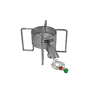 Bayou Classic SAB6 Stainless Bayou Banjo Cooker - 22-in Propane Burner for Outdoor Cooking - Crawfish Boiler, Homebrew Burner, Fits Large Stock Pots, Cast Iron Kettles - Seafood Boil Pot, Stew, Gumbo