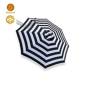 Garden lucky 9ft Patio Umbrella Replacement Canopy Market Umbrella Top Outdoor Umbrella Canopy for 8 Ribs Umbrella Black and White