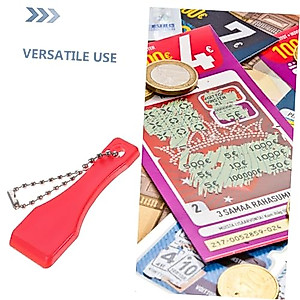 Abaodam 20 Pcs Multi-use Plastic Scraper Tool Efficient Lotto Ticket Scratcher Portable Label and Film Remover Plastic Scraper Hanging Keychain