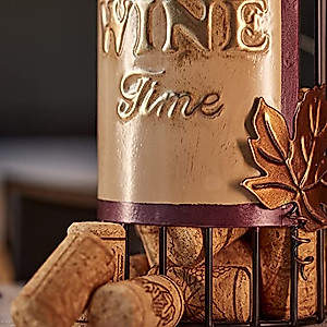 Aayla Wine Cork Holder - Wine Time Cork Storage, Black and Antique Gold Purple, Unique Gift for Wine Lovers (Wire Wine Shape, Holds Approximately 55 Corks)