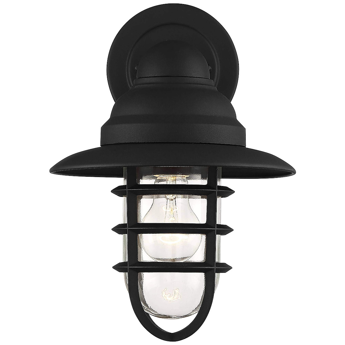 John Timberland Marlowe Rustic Industrial Farmhouse Outdoor Wall Light Fixture Black Hooded Cage 13" Clear Glass for Exterior Barn Deck House Porch Yard Patio Outside Garage Front Door Garden