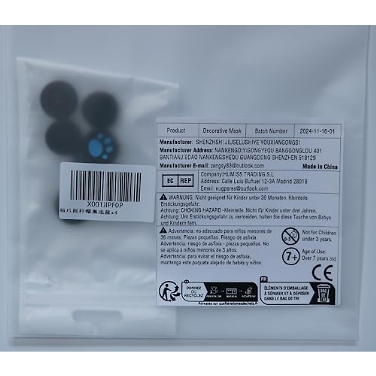 9CDeer Performance Joystick Analog Stick Thumb Grips Set of 6 Compatible with PS5, PS4, Xbox Series X/S Xbox One, Switch Pro Controller Cat's Paw Black & Blue