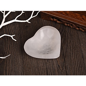 AMOYSTONE Natural Selenite Bowl Heart Shaped Selenite Plate for Crystals 4-4.7" for Reiki Healing Meditation Decoration