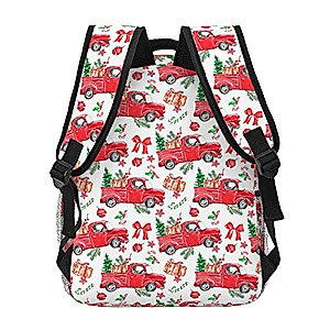 BoeHiop Christmas Red Truck Fir Tree Candy Cane Lightweight Laptop Backpack for Women Men College Bookbag Casual Daypack Travel Bag