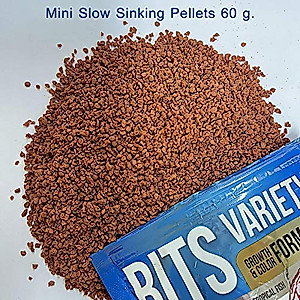 A.D.P. Fish Booster Bits Variety All Discus & Tropical Fish Food Mini Slow Sinking Pellets Grow Faster & Color Enhancing High Protein 47% for Goldfish & Aquarium Tropical Fish 60 g. Small Fish Feed
