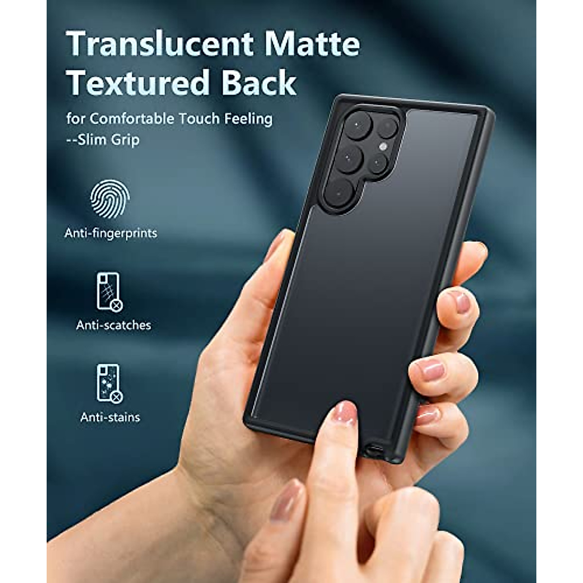 FNTCASE Samsung Galaxy S23-Ultra: Drop-Proof, Shockproof TPU Hybrid Slim Case with Screen Protector - Black