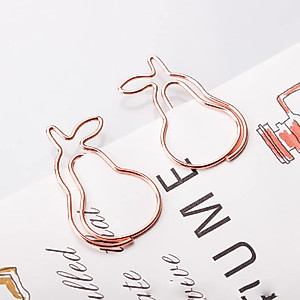 tiecawk 50 Pieces Pear Shape Paper Clips Cartoon Fruits Pear Bookmark Rose Gold Marking Clips Metal Paperclips for Office School Home Stationery Gift