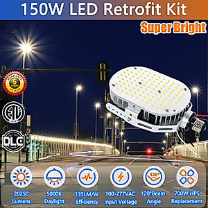150W LED Retrofit Kit with Power Supply, 20250LM Shoebox LED Retrofit Retrofit Kits(700W MH/HID/HPS Equiv.) 5000K E39 Mogul Base for Parking Lot Lights, High Bay Lights UL DLC Certified (150W 1-Pack)