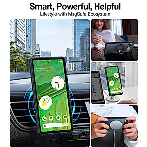 TORRAS Magnetic Guardian Designed for Google Pixel 7a Case [Military Grade Drop Tested] [Compatible with MagSafe] Slim Translucent Matte Case for Google Pixel 7a Phone Case (6.7"), Black Obsidian