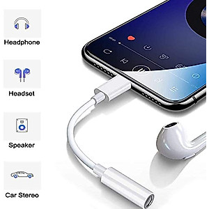 3 Pack Headphone Adapter for iPhone, [Apple MFi Certified] Lightning to 3.5 mm Headphone Earphone Jack Adapter Compatible with iPhone 14/13/12/11/XS/XR/X 8 7, Support All iOS Systems (White)