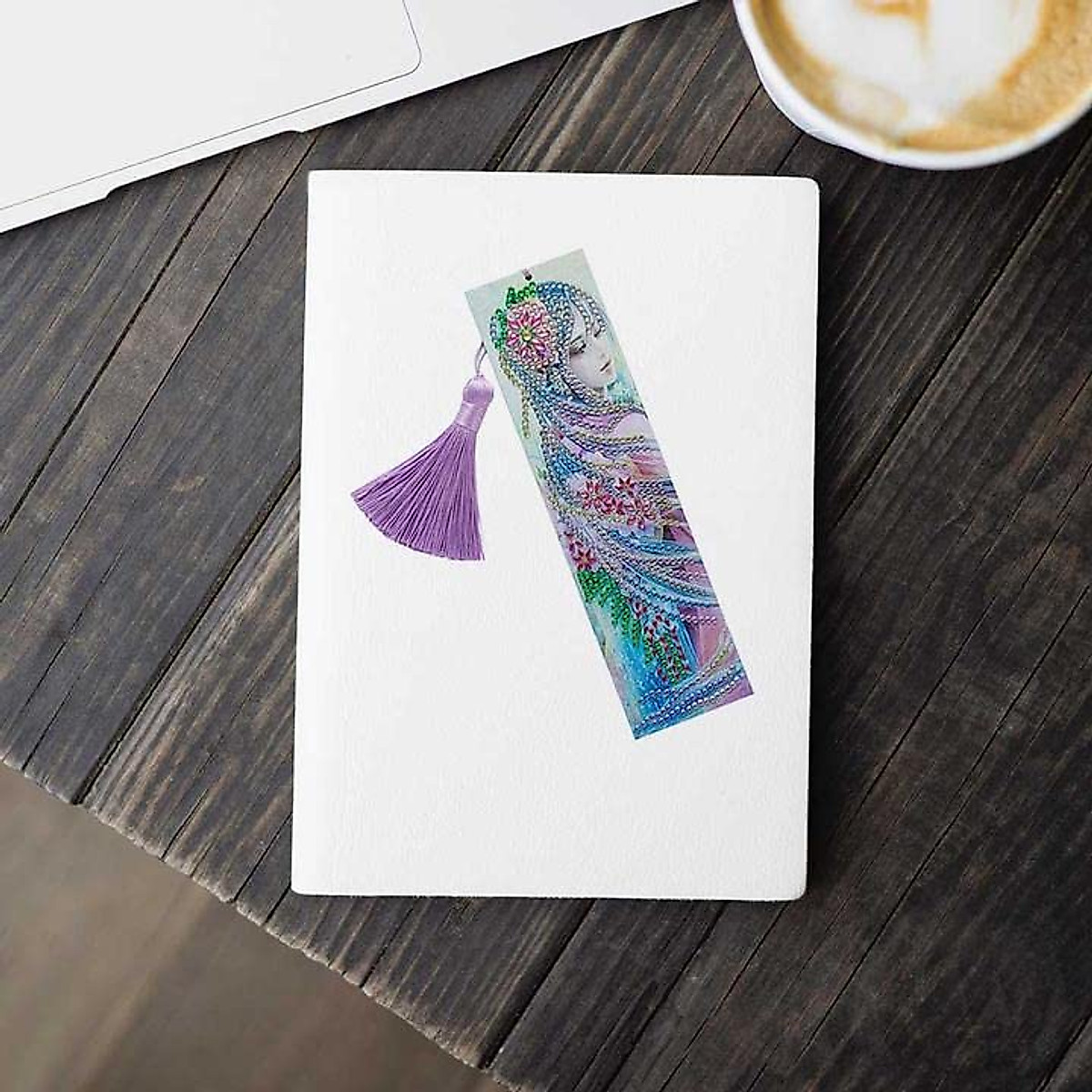 2 PCs 5D Diamond Bookmarks DIY Painting Bookmarks Beauty Looking Back Beaded Bookmarks with Tassels Leather Tassel Diamond Bookmark Gift