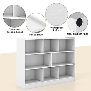 IFANNY 3 Tier Bookcase, Modern Bookshelf with 8 Storage Cubes, Wood Storage Cube Shelves, Small Bookshelves for Small Spaces, Book Shelf for Bedroom, Living Room, Home Office (White)