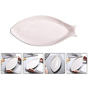Cabilock 1pc Restaurant Meat Hotel Household Salad Dishes Pizza Platters, Supplies Sushi, Display Server Platters Food Cocktail Dish Shape Ceramics Fish, Serving Arge Birthday Trays Coffee