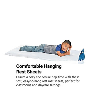 Hanging Rest-Mat Sheets by MyPerfectClassroom, Set of 6 White Sheets for Sanitary-Nap Time in Preschools, Daycares and Homes