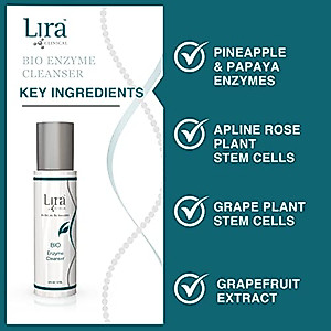 Lira Clinical BIO Enzyme Face Cleanser - 6 oz - Brightening and Anti Aging Face Wash with Plant Stem Cells