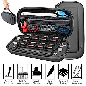 Orzly Switch Lite Accessories Bundle - Case & Screen Protector for Nintendo Switch Lite Console, USB Cable, Games Holder, Comfort Grip Case, Headphones, Thumb-Grip Pack & more (Orzly Gift Pack - Grey)