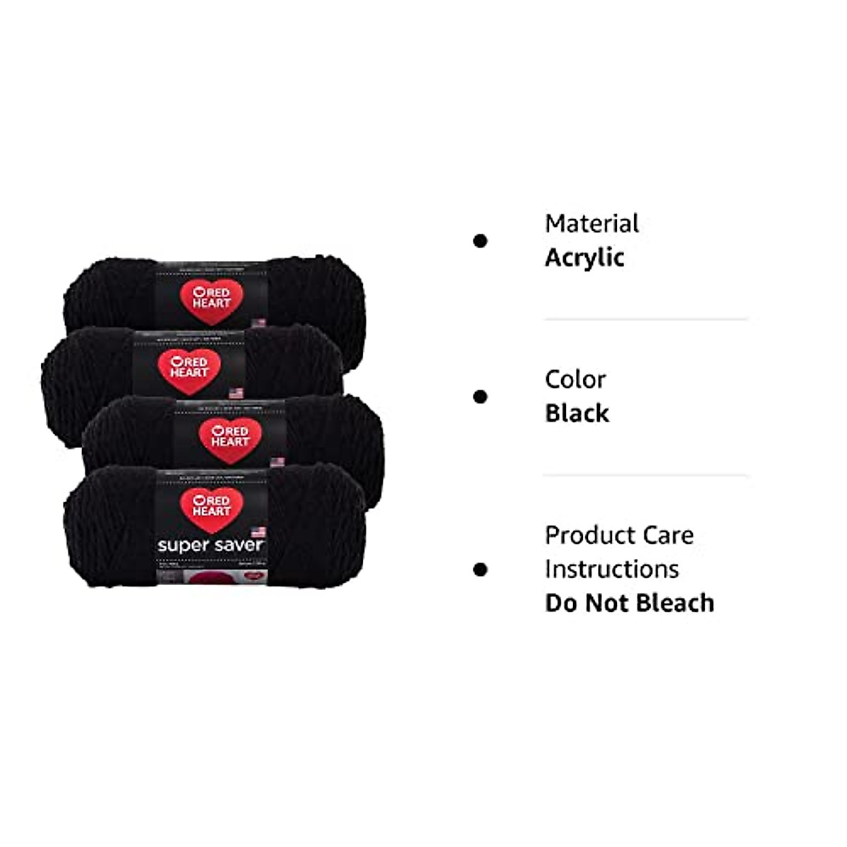 Red Heart Super Saver Yarn (4-Pack of 7oz Skeins) (Black)