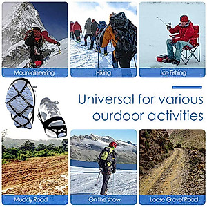 Ice Cleats,Highly elastic Traction Cleats Grippers with tape Strap and Storage Bag Anti Slip Walk Traction Cleats for Hiking Walking on Snow and Ice(L: Women10-15/Men9-13/foot length 255-297 mm)