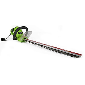 Greenworks 4 Amp 22" Corded Electric Dual-Action Hedge Trimmer & 10 Amp 18-Inch Corded String Trimmer (Attachment Capable), 21142