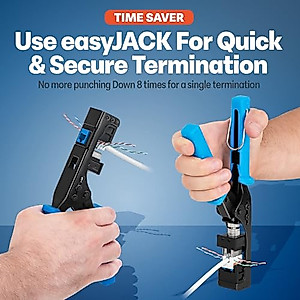Everest Media Solutions Bundle – 2 Items: 24-Port Keystone Patch Panel + 50 Pack of RJ45 CAT6A Keystone Jacks - Blue