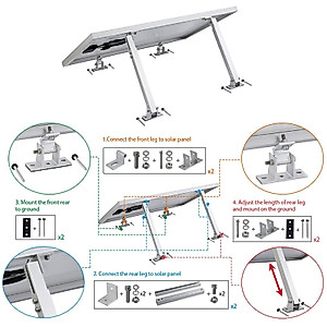 Solar Panel Bracket, Adjustable Solar Panel Mounting Brackets, Stainless Steel Solar Panel Holder End Clamp Kit, Solar Panel Stand 15-30° Adjustable Flat Roof Mount (Tilt Legs NOT Included)