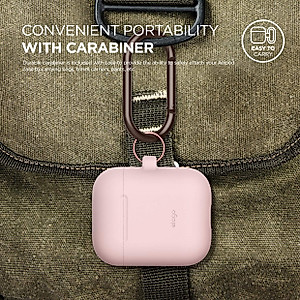 elago Silicone Case with Keychain Compatible with Apple AirPods Case 1 & 2, Front LED Visible, Supports Wireless Charging, Protective Silicone [Lovely Pink]