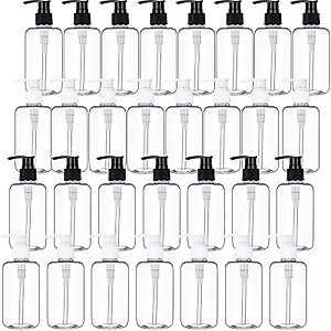 30 Pcs 10 oz Plastic Pump Bottle Dispenser Empty Lotion Bottle with Pump Refillable Clear Hand Soap Dispenser Portable Travel Lotion Container for Body Wash Liquid Soap Shampoo Essential Oil, 2 Colors