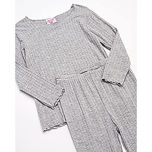 Mon Petit Baby Girls' Pajama Set - 8 Piece Rib Knit Sleepwear Shirt and Jogger Pants (12M-7), Size 4T, Light Pink/Grey/Ivory/Pink
