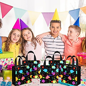 Pinkunn 20 Pcs Glow in the Dark Gift Bags with Handle Neon Decorative Non Woven Glow in the Dark Party Supplies