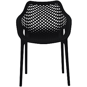 Meridian Furniture 329Black Modern | Contemporary Patio Dining Chair with Polypropylene Plastic, Weather Resisting for Indoor or Outdoor Use, Set of 4, 22.5" W x 24.5" D x 31.5" H, Black