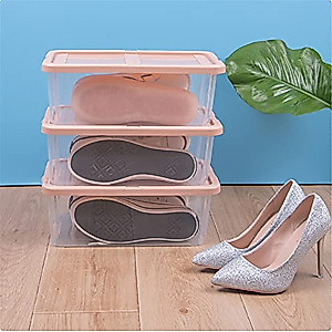 GVISAY Shoe Boxes Closet Stackable Plastic Storage Box with Lid - Container for Organizing Mens and Womens Shoes Booties Pumps Sandals Wedges Flats Heels and Accessories