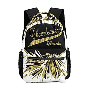 Anneunique Personalized Cheerleader Yellow Custom Backpack for Traveling Hiking Camping with Name