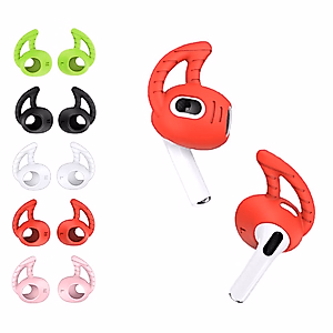 Zotech 5 Pair Anti Slip Eartips Ear Hooks Cover Compatible with AirPods 3rd Generation [NOT Fit in Case] (Black, White, Green, Pink and Red, Medium Size)