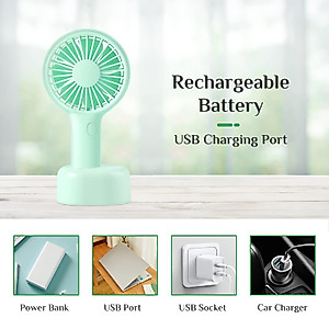 HOTWIND Portable Fan Mini Handheld Fan Desk Fan Battery Operated Small Personal Fan 3 Level Speed Adjustable Rechargeable USB Fan Cute Design Powerful for Stylish Kids Girls Women Men Indoor Outdoor