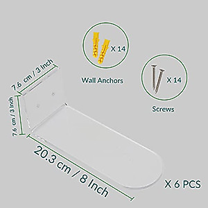 Floating Shoe Shelves for Wall set of 6, Clear Acrylic Shoe Display Shelves, Wall Mounted Shoe Rack to Showcase Sneaker Collection or Shoes Box,Invisible Wall Shoe Storage Organizer (Acrylic-6PCS)