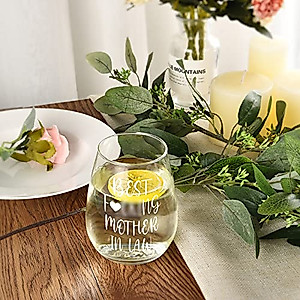 Modwnfy Best Mother in Law Stemless Wine Glass, Special Mom Gift for Mother in Law on Christmas Mother's Day Birthday From Son in Law Daughter in Law Father in Law, 15 Oz