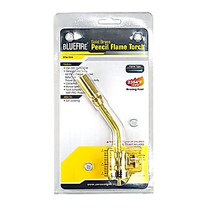 BLUEFIRE Solid Brass Jumbo Pencil Flame Gas Welding Torch Head Nozzle Upgraded Full Metal Version Fuel by MAPP MAP Pro Propane CGA600 Cylinder Bottle (Torch Only)
