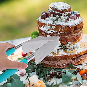 Yardwe Cake Slicer Cutter, 2pcs Stainless Steel Cake Slicer Stainless Steel Cake Shovel Cake Lifter Tools Birthday Cake Cutter for Cakes, Pie, Desserts and Pizza (Random Color)