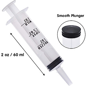 JOYIN 36 PCs 60ml Charge Plastic Syringes, 2 oz Reusable Container Tubes with Caps & Individually Wrapped; Easy-Grip Caps for Halloween Party Favor