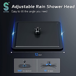 SR SUN RISE 12 Inch Rain Shower Head 304 Stailess Steel Matte Black High Pressure Rainfall Showerhead Water Saving