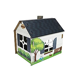 ASPCA Cardboard Cat House Hideaway Playhouse with Cat Scratcher Scratching Pad 19"L x 13"W x 17"H