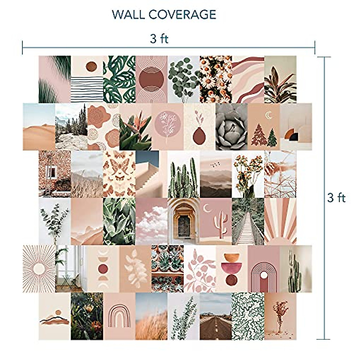 Artivo Boho Wall Collage Kit Aesthetic Pictures, Cute Bedroom Decor for Teen Girls, 50 Set 4x6 inch, Plant Wall Art Collage Kit, Boho Trendy Decor Photo Collection
